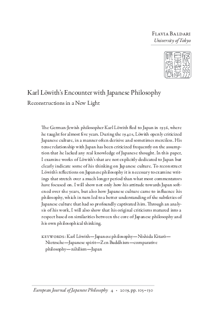 (PDF) Karl Löwith’s Encounter with Japanese Philosophy: Reconstructions ...