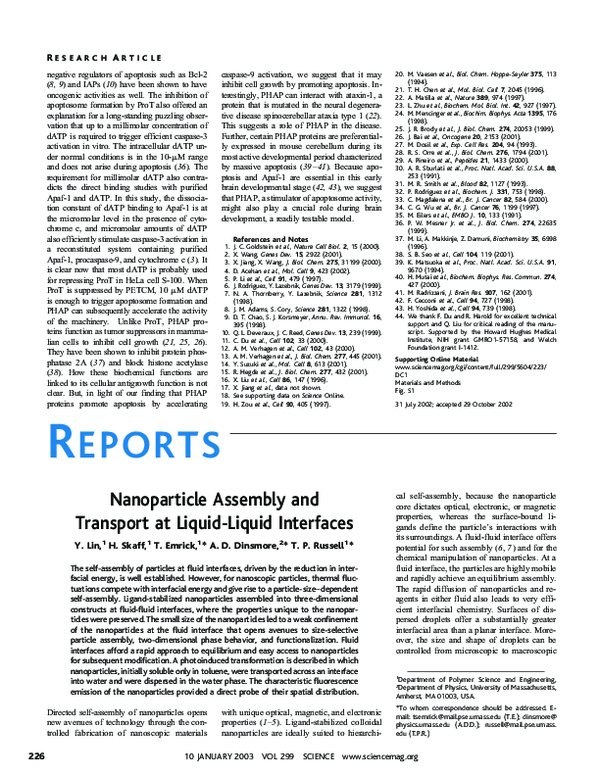 (PDF) Nanoparticle Assembly and Transport at Liquid-Liquid Interfaces