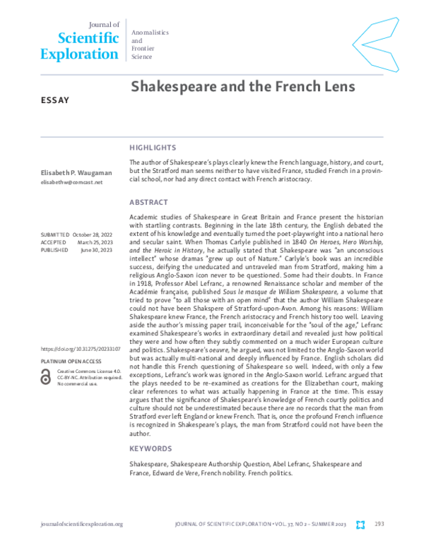 (PDF) Shakespeare and the French Lens
