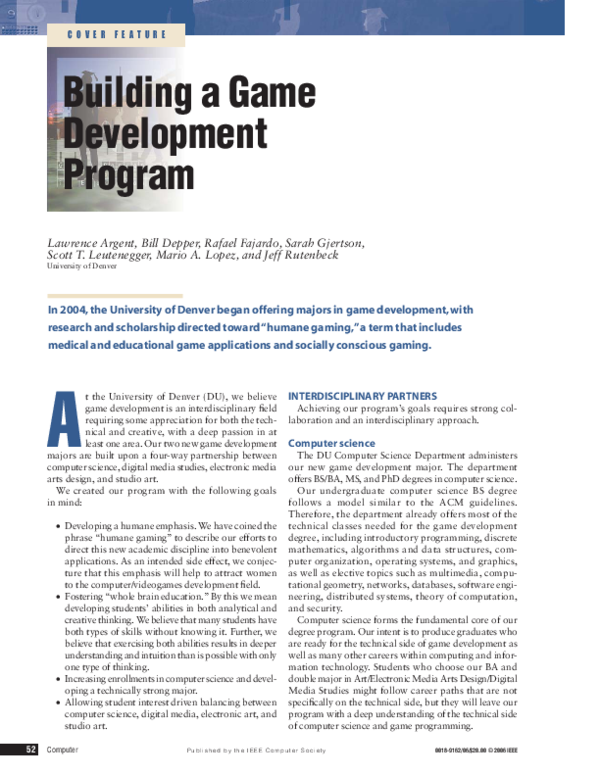 (PDF) Building a Game Development Program