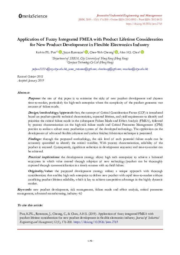 (PDF) Application of fuzzy integrated FMEA with product lifetime consideration for new product ...