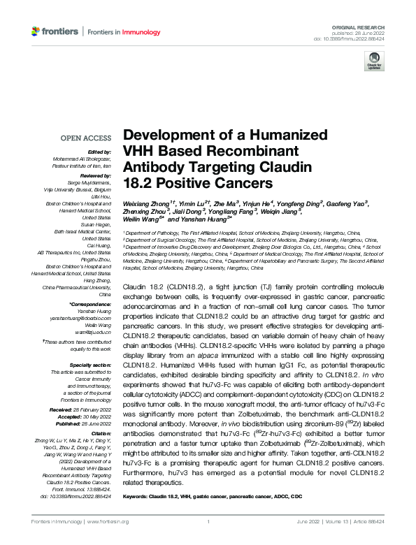 (PDF) Development of a Humanized VHH Based Recombinant Antibody ...