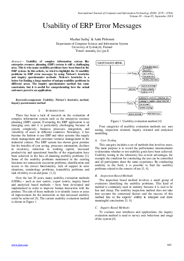 (PDF) Usability of ERP Error Messages