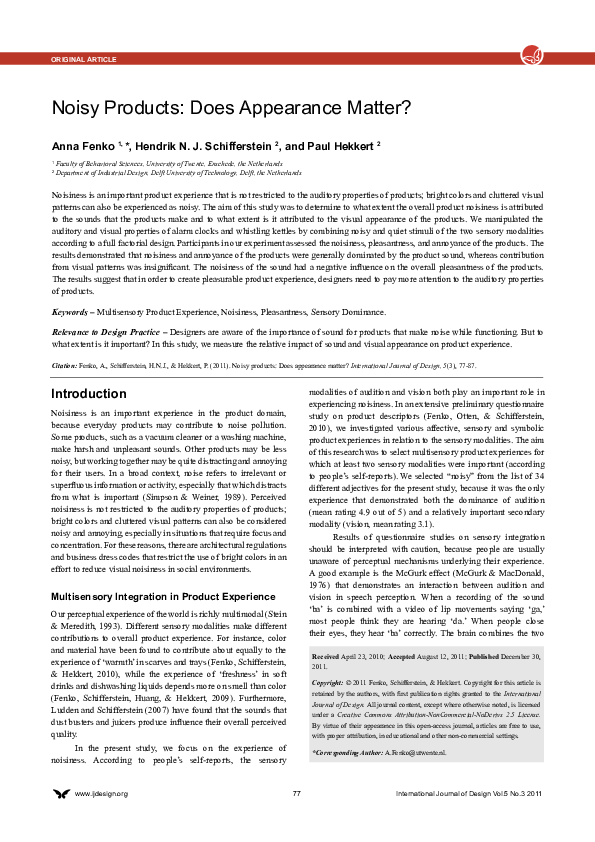 (PDF) Noisy products: Does appearance matter