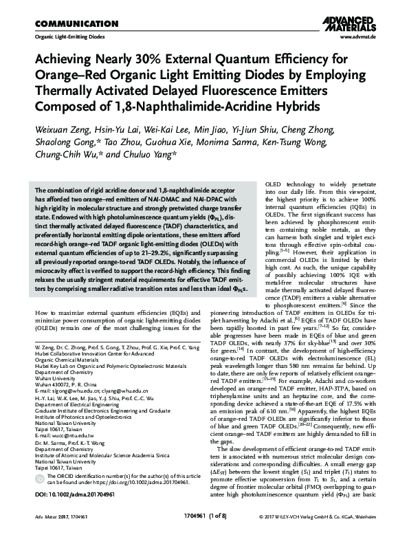 (PDF) Achieving Nearly 30% External Quantum Efficiency for Orange-Red ...