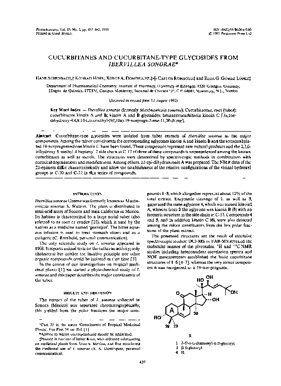 (PDF) Cucurbitanes and cucurbitane-type glycosides from Ibervillea ...