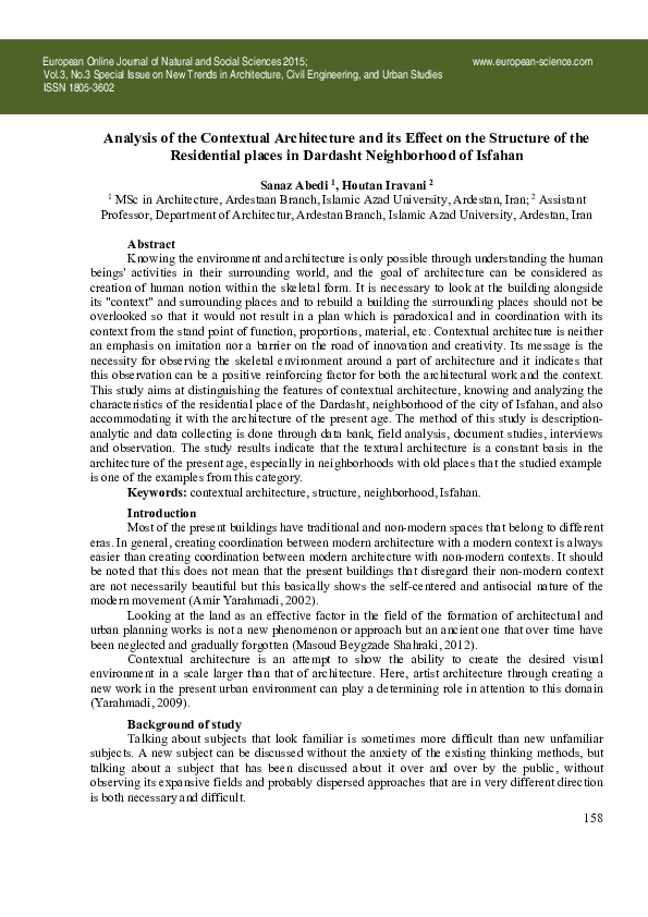 (PDF) Analysis of the Contextual Architecture and its Effect on the ...