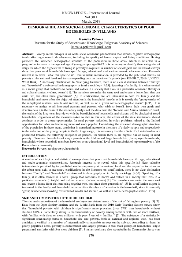(PDF) Demographic and Socio-Economic Characteristics of Poor Households ...