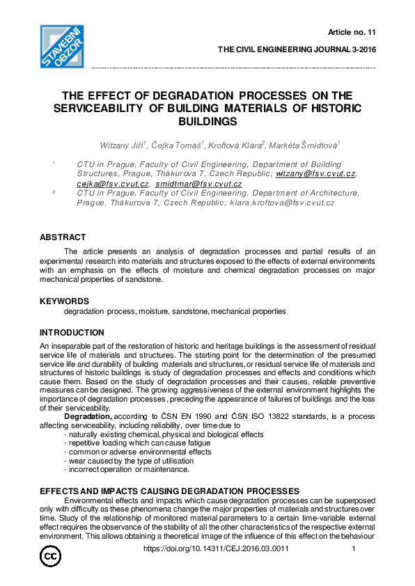 (PDF) The Effect of Degradation Processes on the Serviceability of ...
