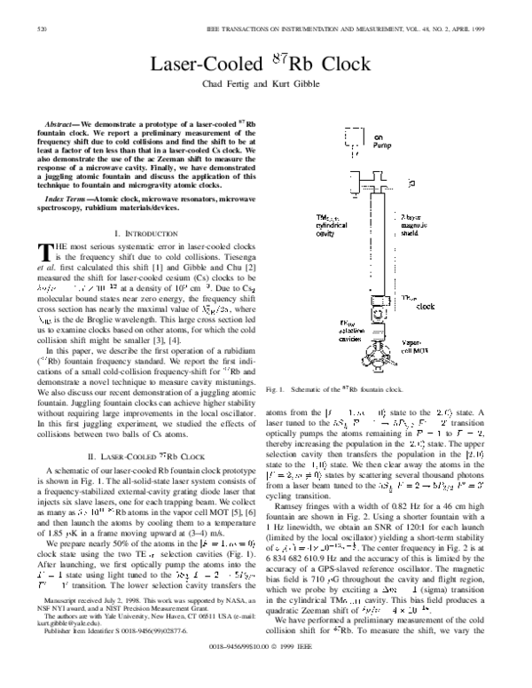 (PDF) Laser-cooled Rb clock