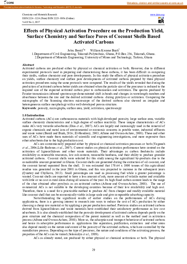 (PDF) Effects of Physical Activation Procedure on the Production Yield ...