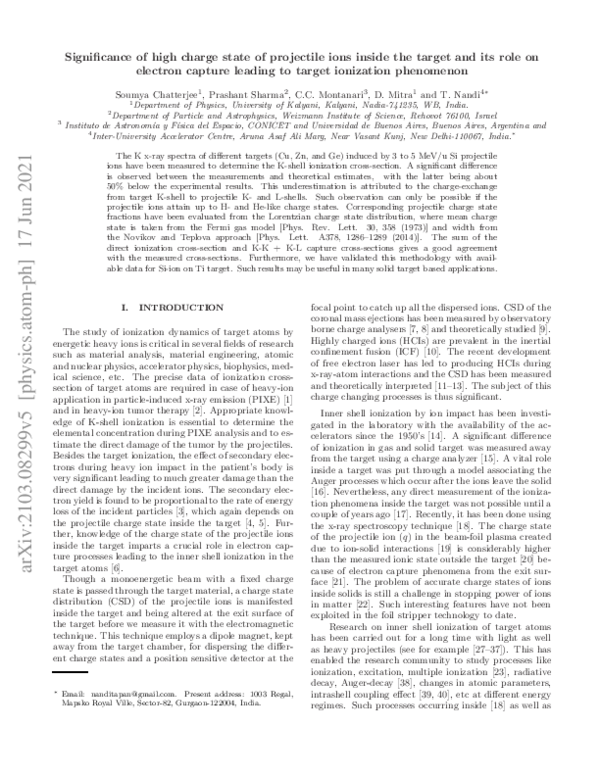 (PDF) Significance of the high charge state of projectile ions inside ...