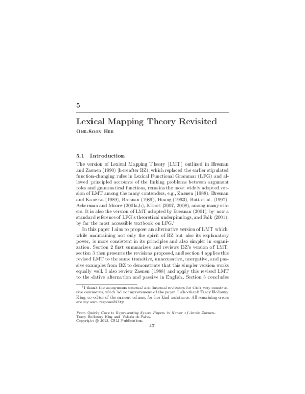 (PDF) 5 Lexical Mapping Theory Revisited