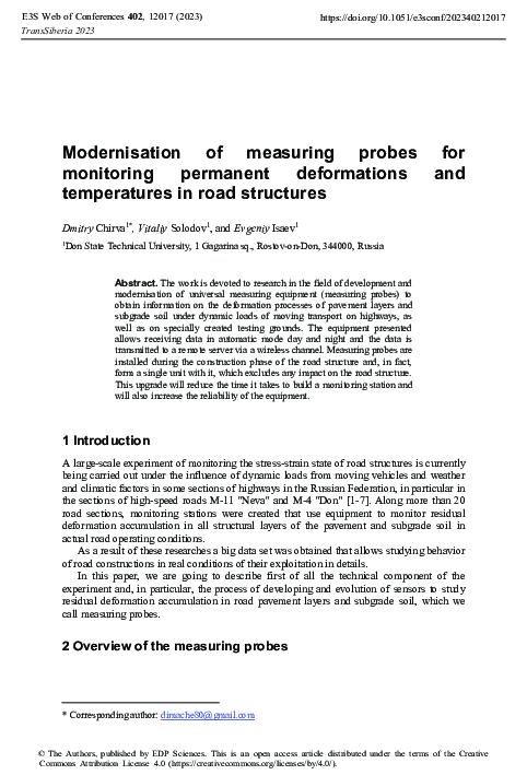 (PDF) Modernisation of measuring probes for monitoring permanent deformations and temperatures ...