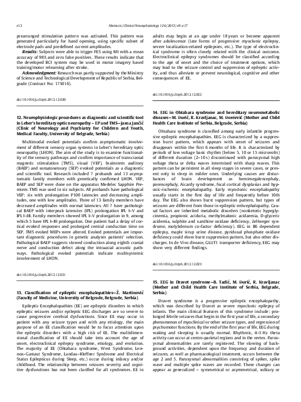 (PDF) 14. EEG in Ohtahara syndrome and hereditary neurometabolic diseases