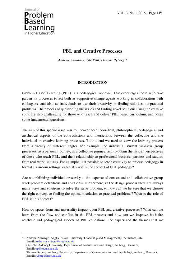 (PDF) PBL and Creative Processes