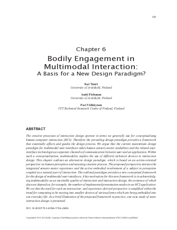 (PDF) Bodily Engagement in Multimodal Interaction