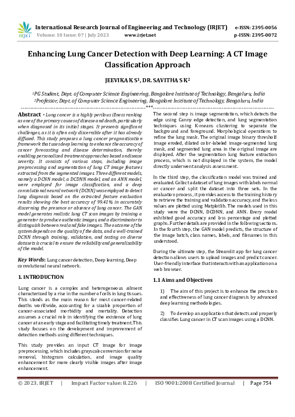 Pdf Enhancing Lung Cancer Detection With Deep Learning A Ct Image