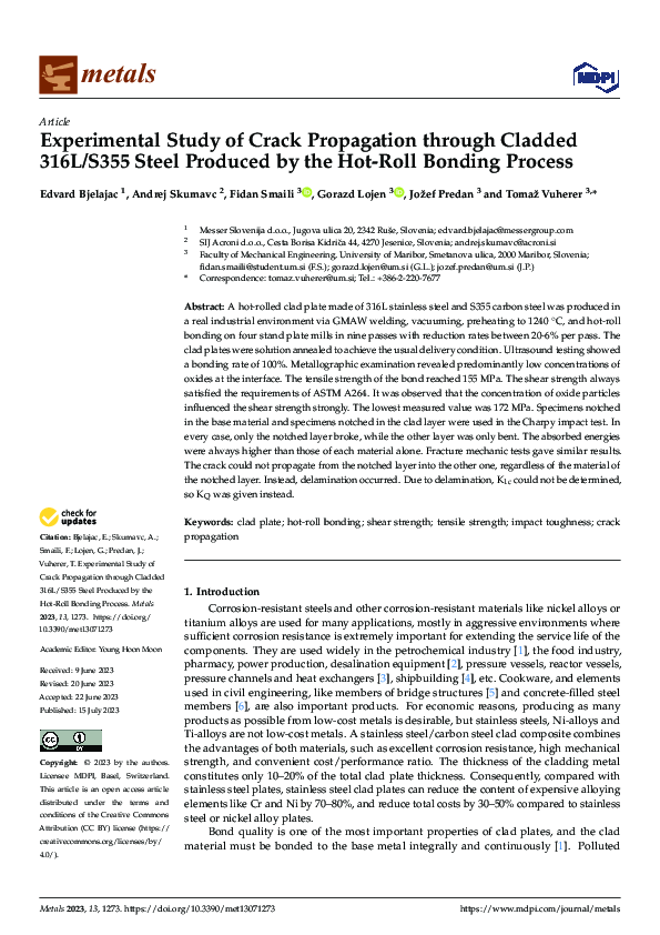 (PDF) Experimental Study of Crack Propagation through Cladded 316L/S355 ...