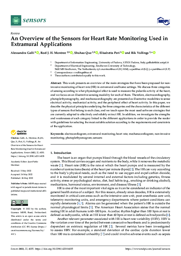 (PDF) Heart Rate Monitoring Sensors Overview