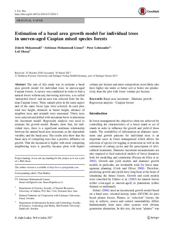 A Review Of Stand Basal Area Growth Models – CJUEI