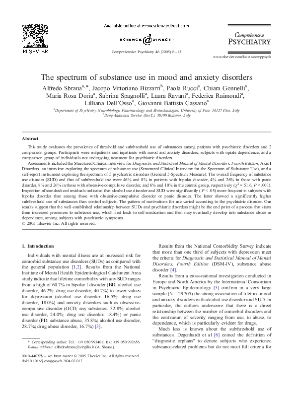 (PDF) The spectrum of substance use in mood and anxiety disorders