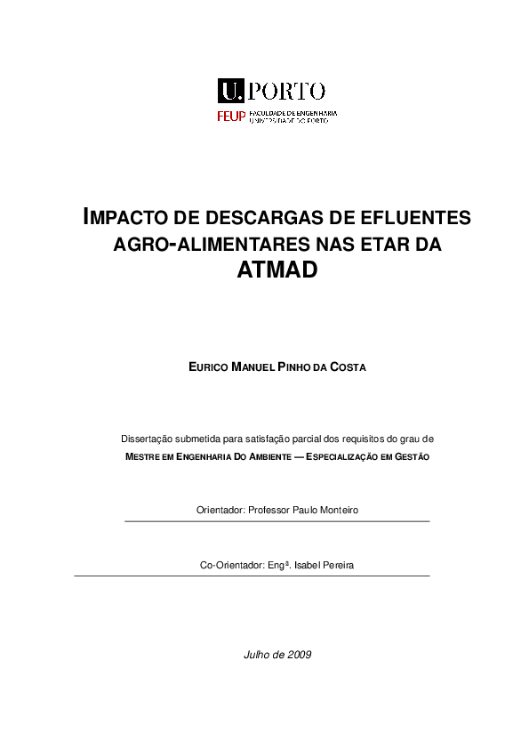(PDF) Impacto de descargas de efluentes agro-alimentares nas ETAR da ATMAD