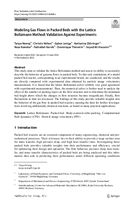 (PDF) Modeling Gas Flows in Packed Beds with the Lattice Boltzmann Method: Validation Against ...