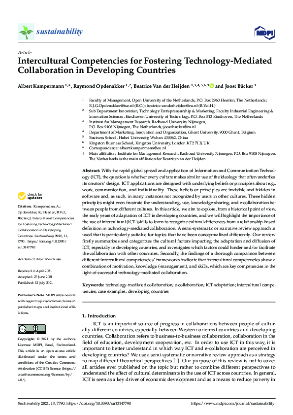 (PDF) Intercultural Competencies for Fostering Technology-Mediated Collaboration in Developing ...
