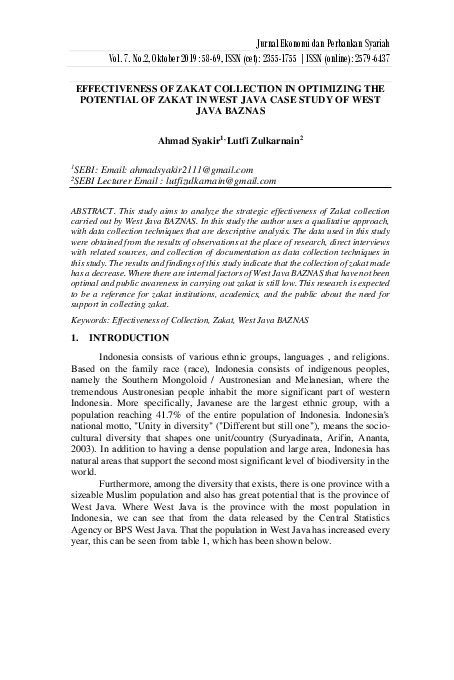 (PDF) Effectiveness Of Zakat Collection In Optimizing The Potential Of ...