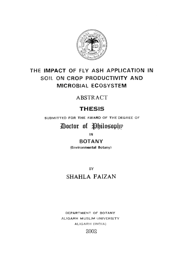 (PDF) The impact of fly ash application in soil on crop productivity ...
