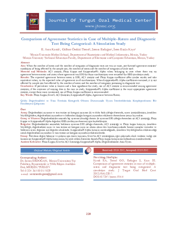 (PDF) Comparison of Agreement Statistics in Case of Multiple-Raters and ...