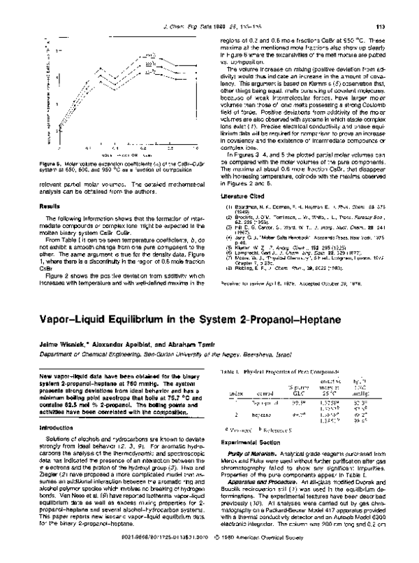 (PDF) Vapor-liquid equilibrium in the system 2-propanol-heptane ...