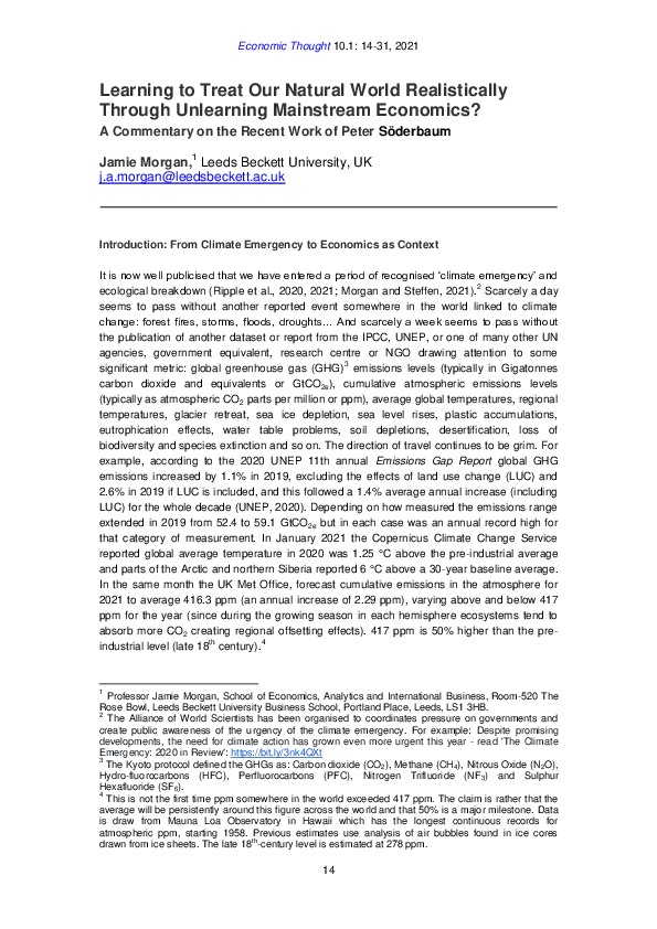 (PDF) Learning to Treat Our Natural World Realistically Through Unlearning Mainstream Economics ...