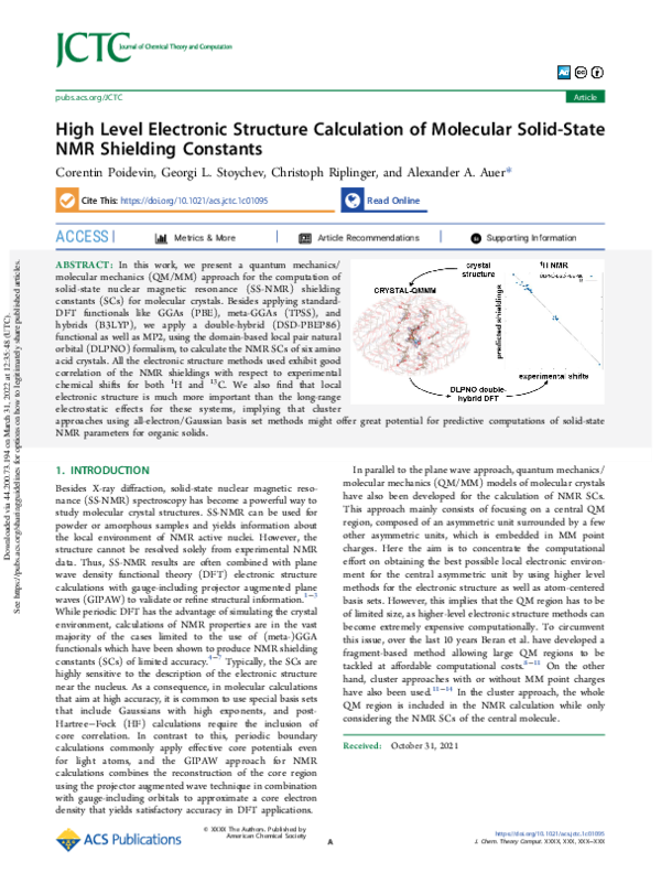 Pdf High Level Electronic Structure Calculation Of Molecular Solid