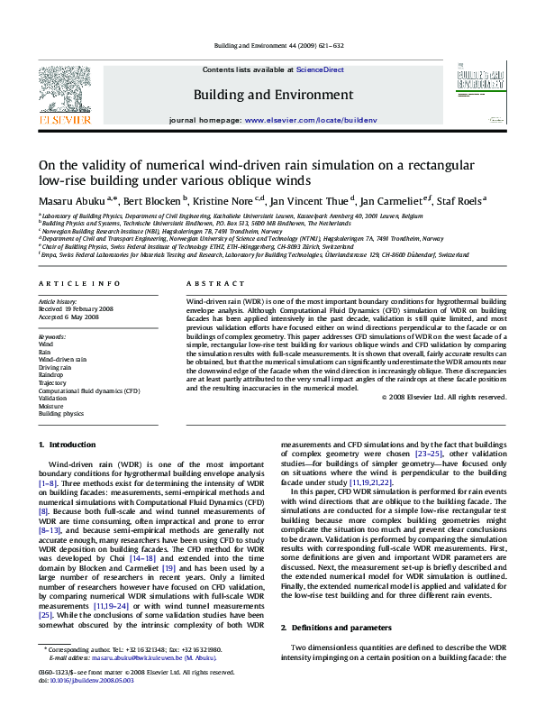 Pdf On The Validity Of Numerical Wind Driven Rain Simulation On A Rectangular Low Rise