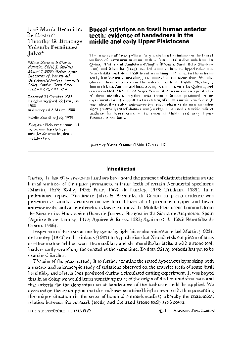 (PDF) Buccal striations on fossil human anterior teeth: evidence of ...