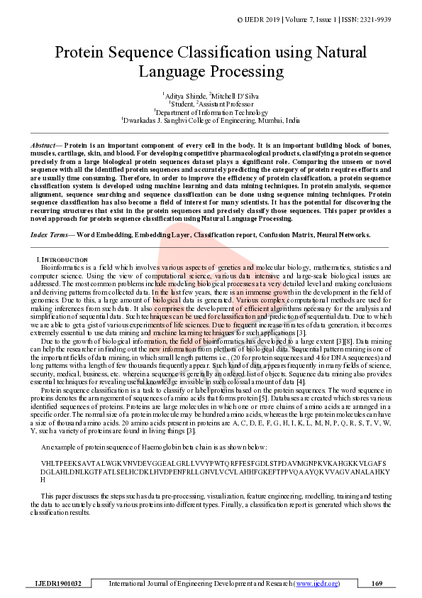 (PDF) Protein Sequence Classification Using Natural Vector and Convex Hull Method | Aditya ...