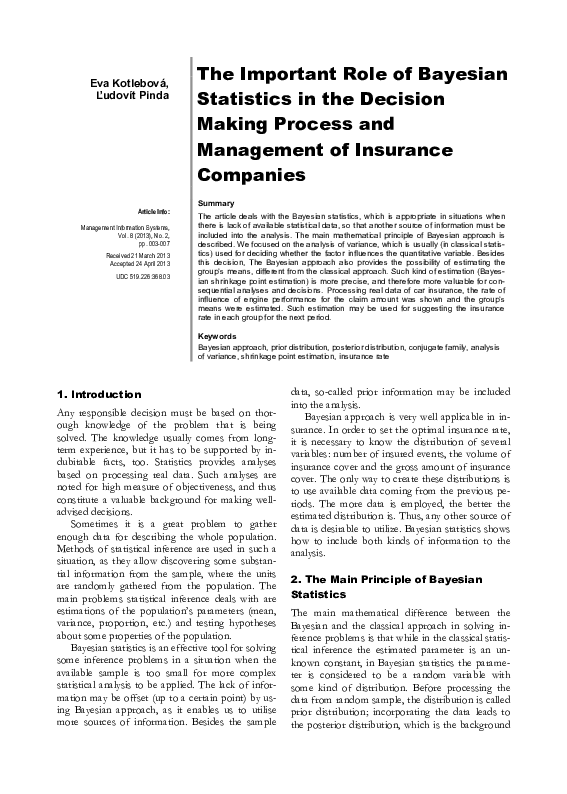 (PDF) The Important Role of Bayesian Statistics in the Decision Making ...