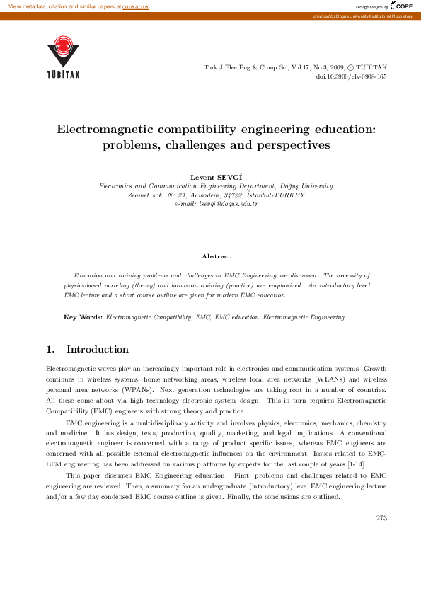 (PDF) Electromagnetic compatibility engineering education: problems ...