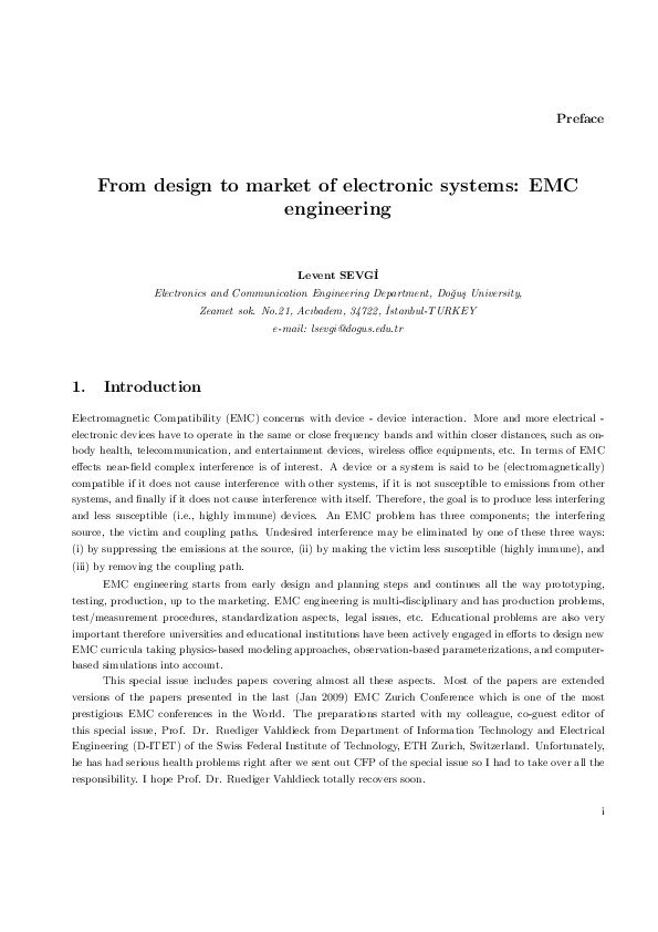 (PDF) From design to market of electronic systems: EMC engineering Preface