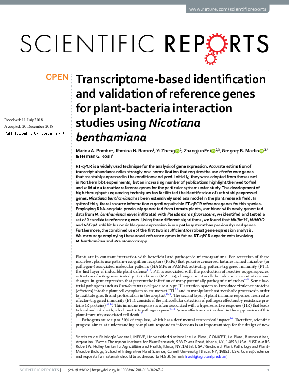 (PDF) Transcriptome-based identification and validation of reference genes for plant-bacteria ...
