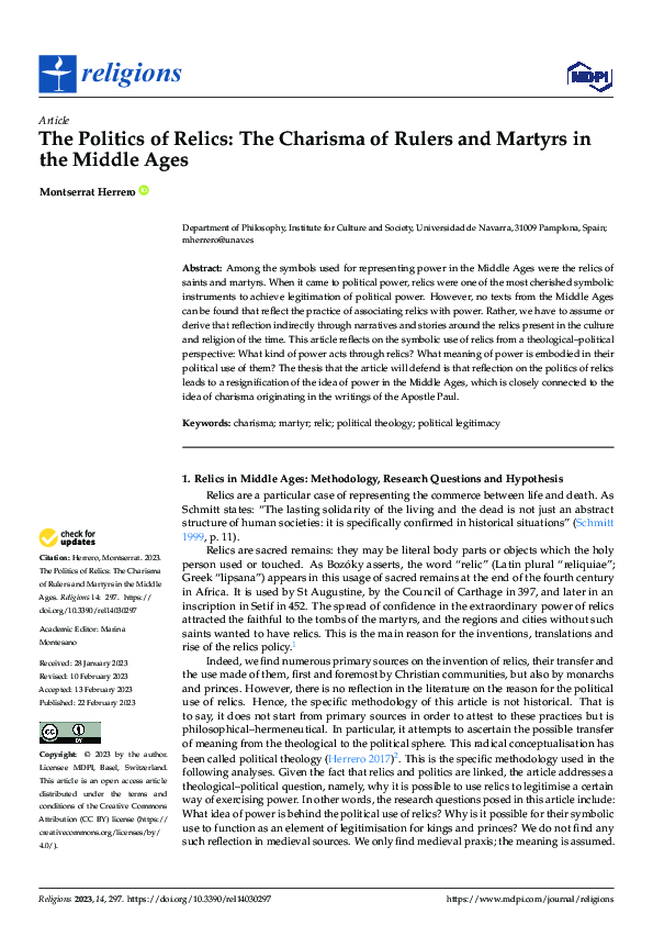 (PDF) The Politics of Relics: The Charisma of Rulers and Martyrs in the ...