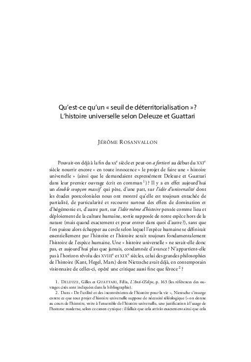 (PDF) Qu’est-ce qu’un « seuil de déterritorialisation » ? L’histoire ...
