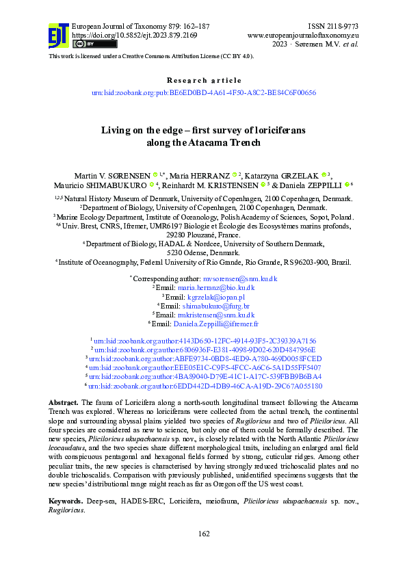 (PDF) Living on the edge – first survey of loriciferans along the ...