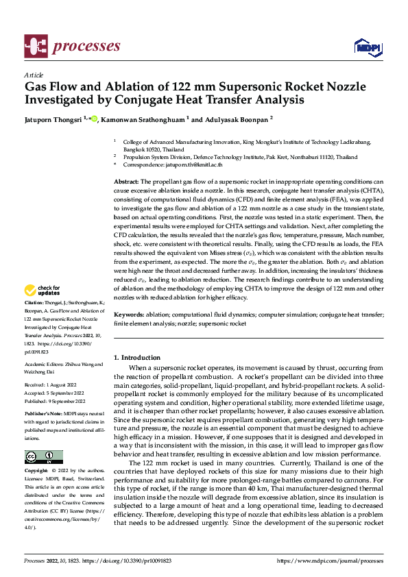(PDF) Gas Flow and Ablation of 122 mm Supersonic Rocket Nozzle Investigated by Conjugate Heat ...