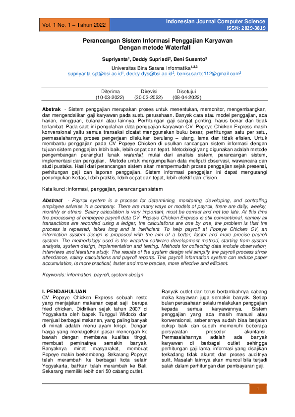 (PDF) Perancangan Sistem Informasi Penggajian Karyawan Dengan metode Waterfall