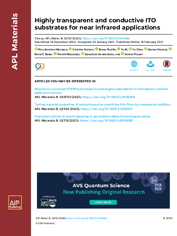 (PDF) Highly transparent and conductive ITO substrates for near ...