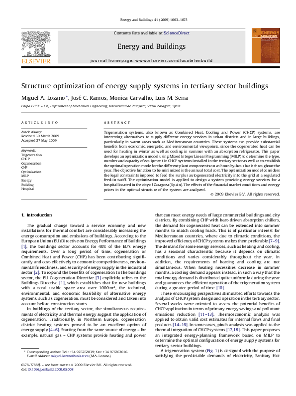 (PDF) Structure optimization of energy supply systems in tertiary ...