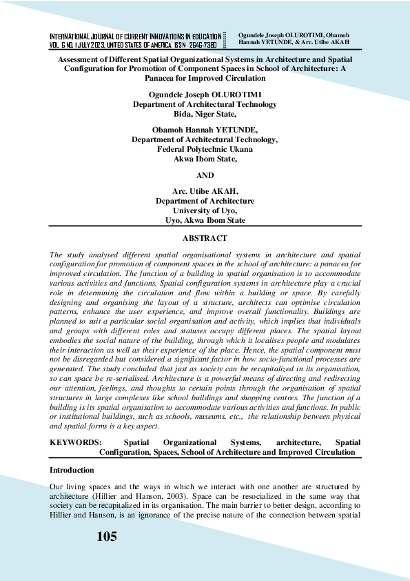 (PDF) Assessment of Different Spatial Organizational Systems in Architecture and Spatial ...